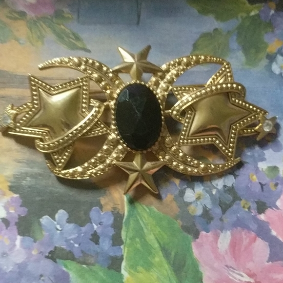 Accessories | Vintage Star Pin From The 8s In Gold Black | Poshmark